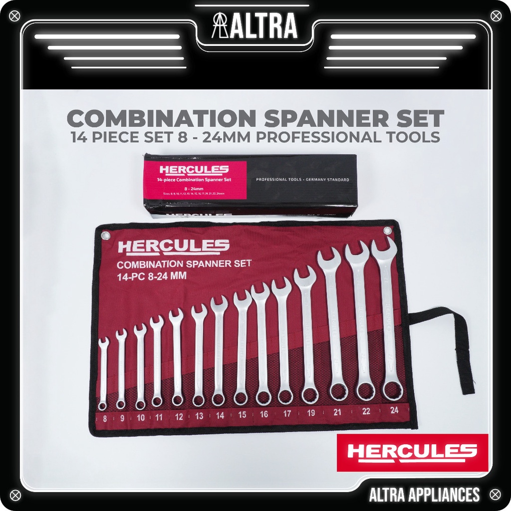 [CR-V Chromium-vanadium] 14pcs Hercules Combination Spanner Set ...