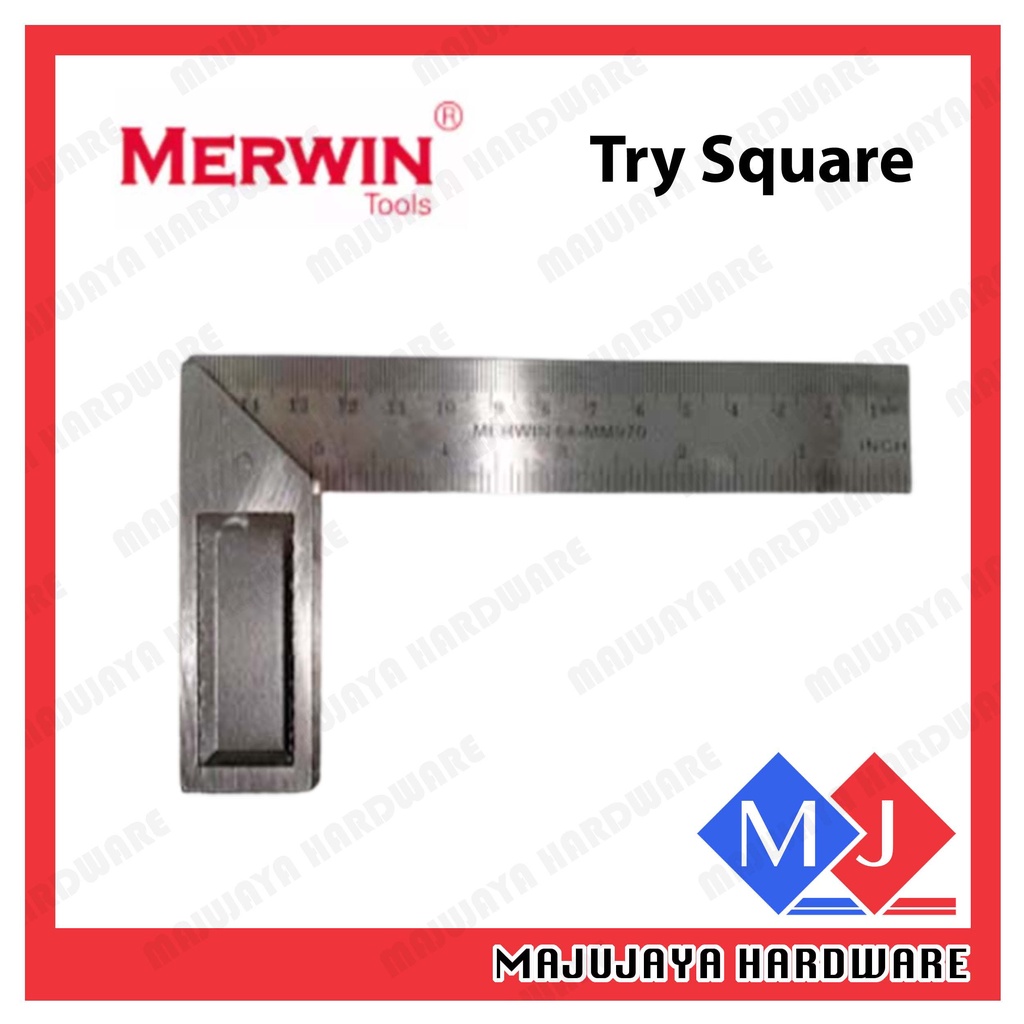 MERWIN Stainless Steel L Square Try Square Angle Ruler Pembaris Sesiku ...