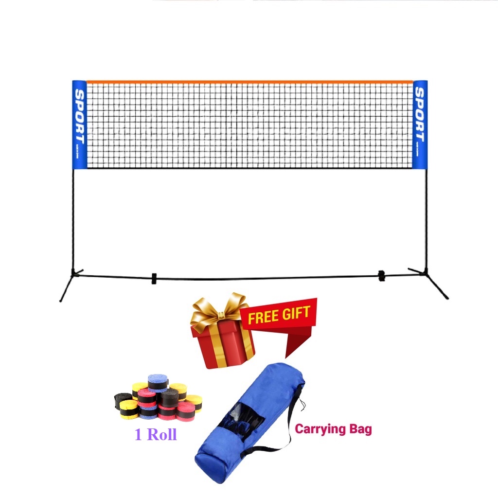 🎁GIFT🎁 Jaring Badminton Net With Stand Portable Folding Easy Nett ...