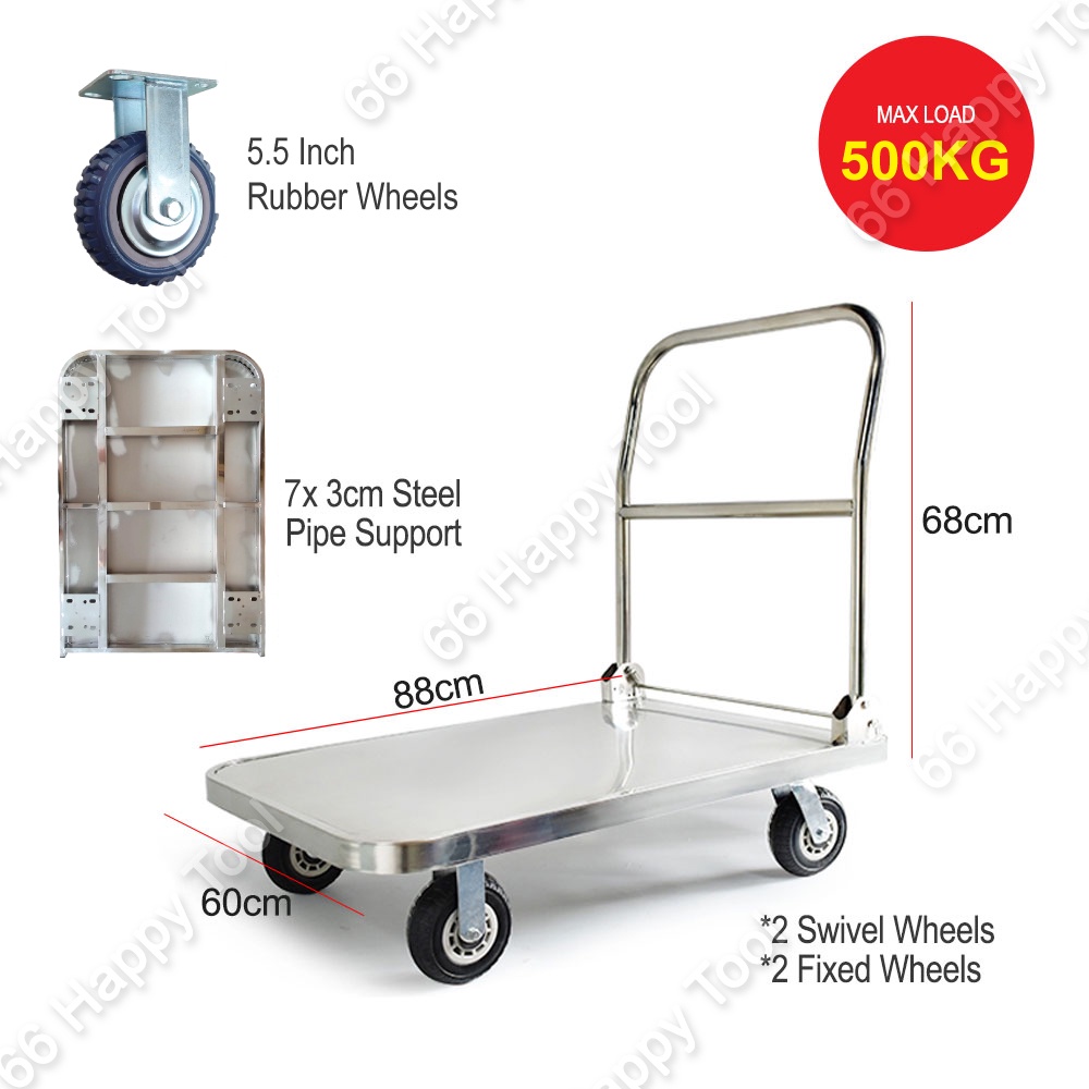 Foldable Platform Hand Truck Trolley Heavy Duty Stainless Steel Max ...