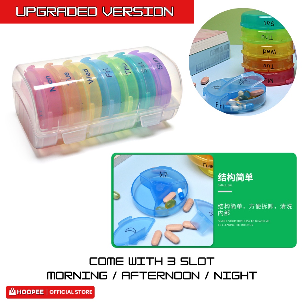 New+ 7 Day Weekly Pill Box Organizer Medicine Case Bekas Pill Ubat ...