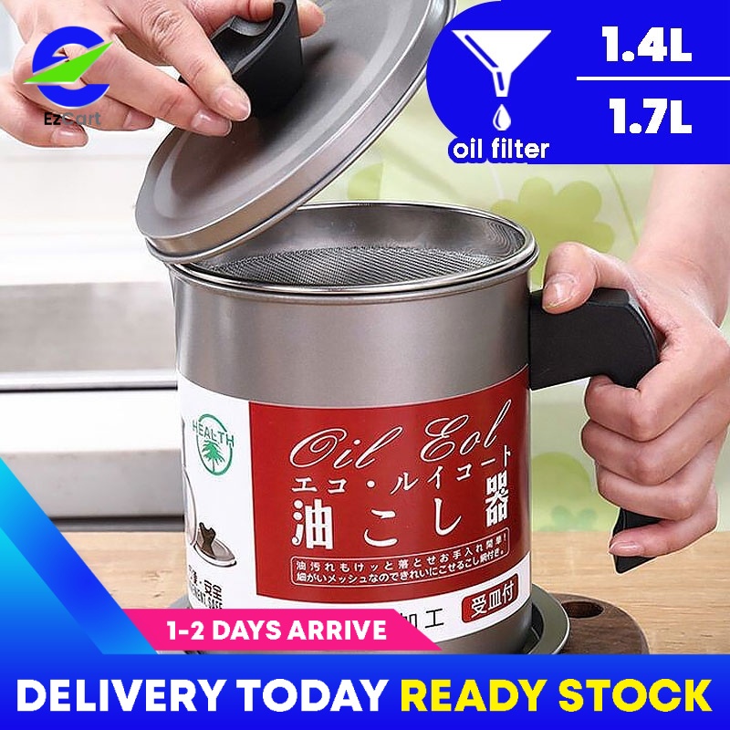 Stainless Steel 1.4L 1.7L Grease Japanese Strainer Container Cooking ...