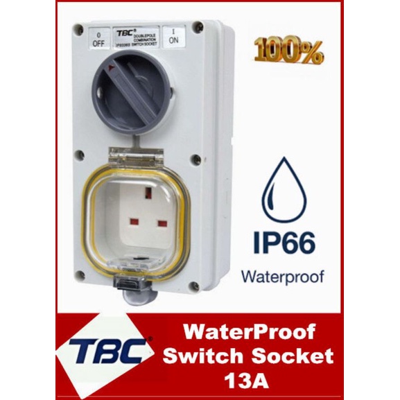 TBC Weatherproof 13A 1G switch socket （ip8336S/ip9336S） | Shopee Malaysia