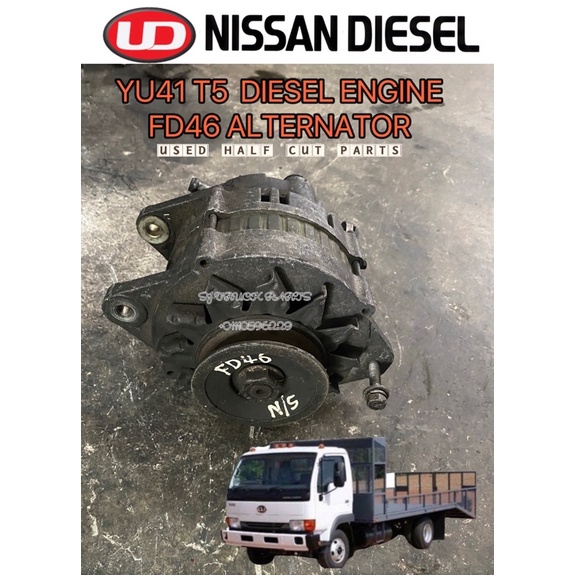 NISSAN UD YU41T5 4.6cc DIESEL ENGINE MODEL FD46 ALTERNATOR 24V LORRY ...