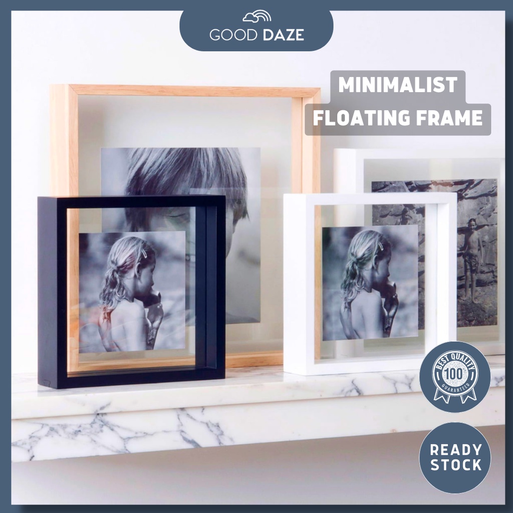 【GOOD DAZE】Wood Transparent Photo Frame Floating Glass Frame Customize Gift Minimalist Frame ...