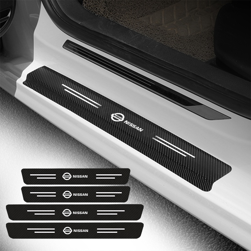 Auto Door Sill Protector Strip Stickers 4pcs/set Carbon Fiber Car Anti ...