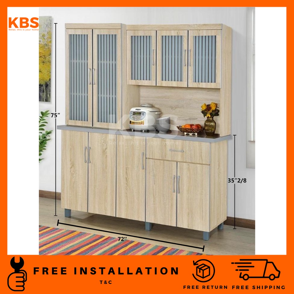 (FREE Shipping+Assembly) KBS Blazak 6FT (XL Saiz) Tall Kitchen Cabinet ...