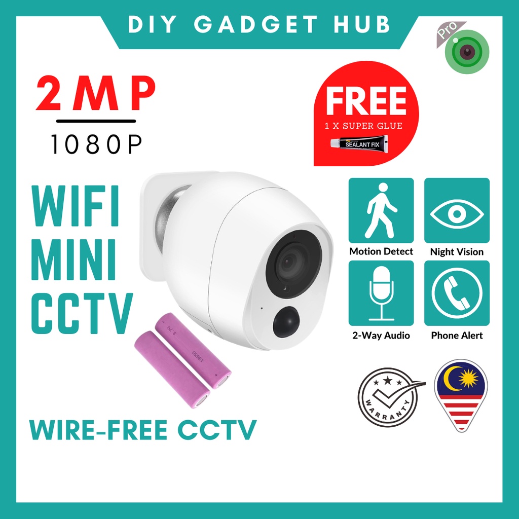 Portable CCTV 1080P WiFi IP Camera ICSee Night Vision Spy Camera ...