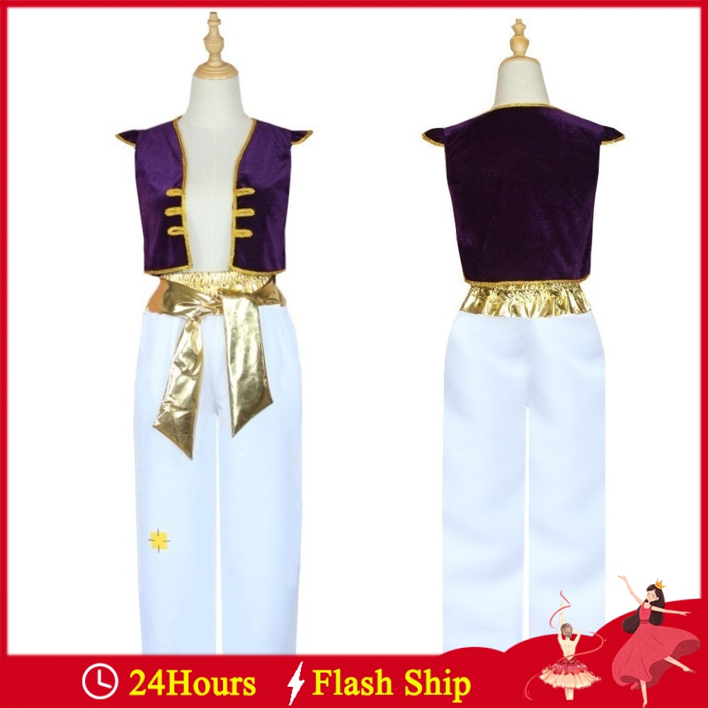 Movie Aladdin Costume For Kids Boy Aladin Tshirt Pants And Magic Lamp ...