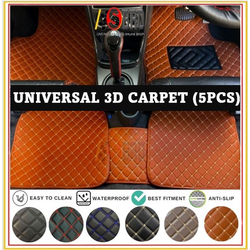 Carpet Mat Universal 3D Car Carpet Floor Mats Front & Rear PU Leather ...