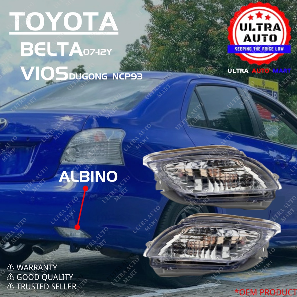 TOYOTA VIOS 2007-2012 NCP93 ALBINO RED Rear Bumper Reflector Lamp BULB ...