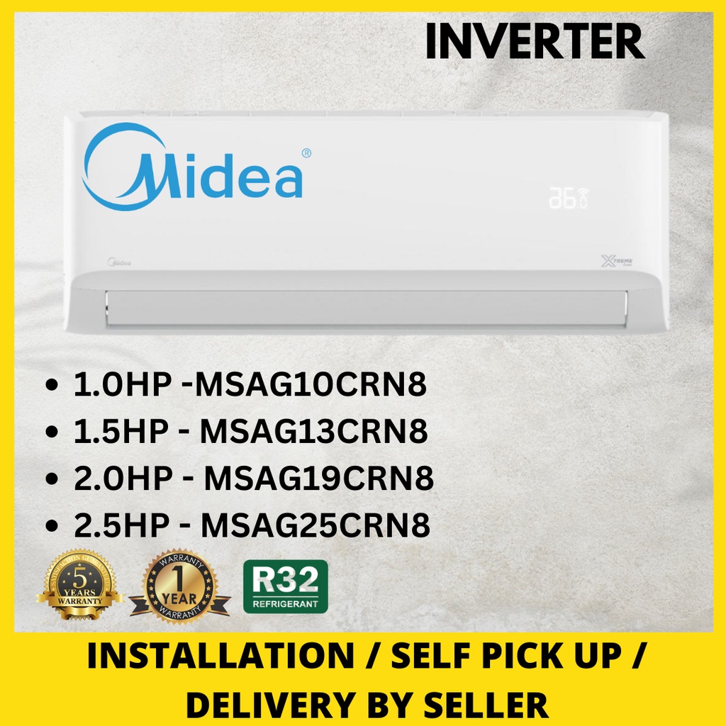 Midea Inverter/non inverter 5 star Air Cond/Air conditioner R32 MSXS-CRDN8/MSAG 1hp 1.5hp 2hp 2 ...