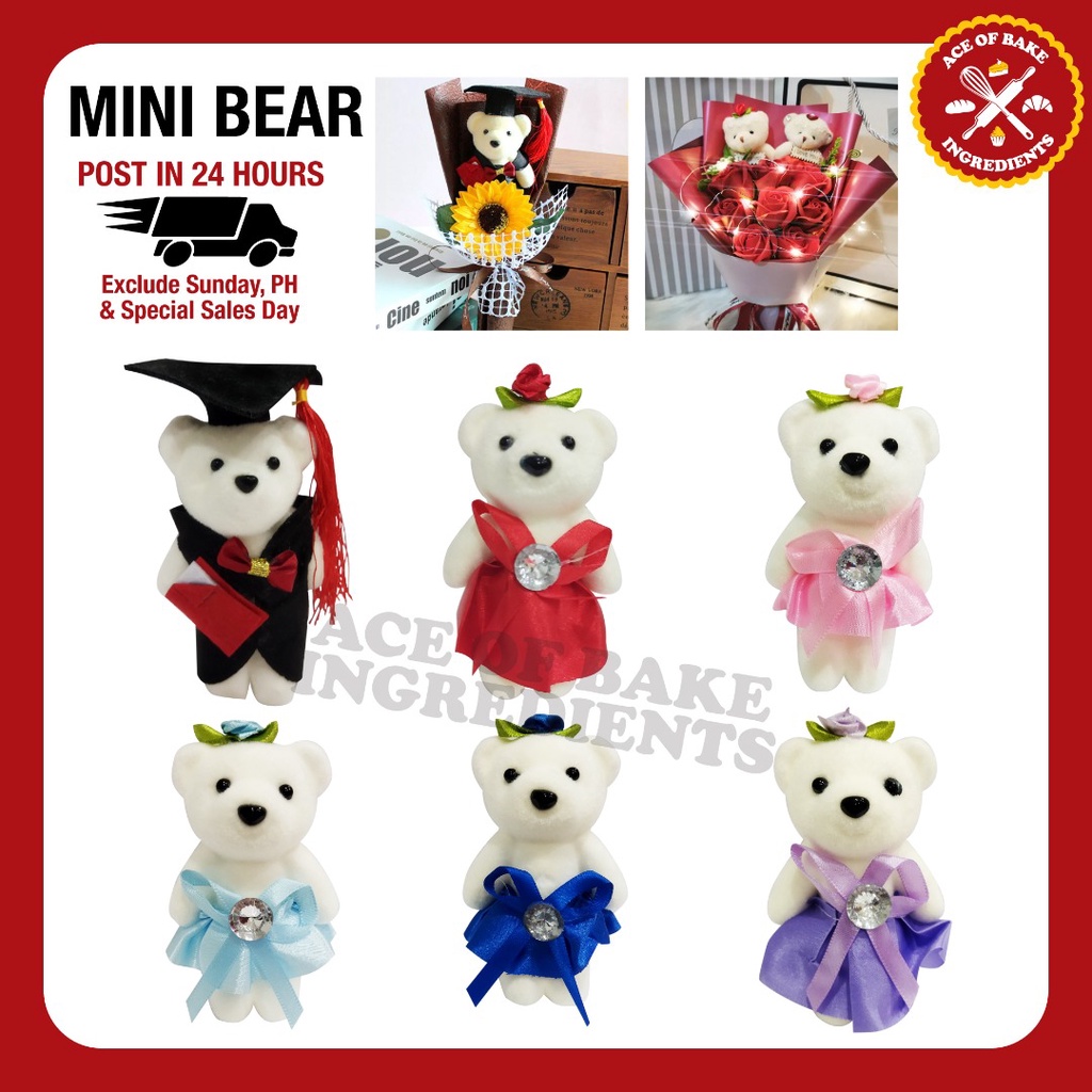 Teddy bear small bear Small Mini Teddy Bear Plush Toy Flower Bouquet ...