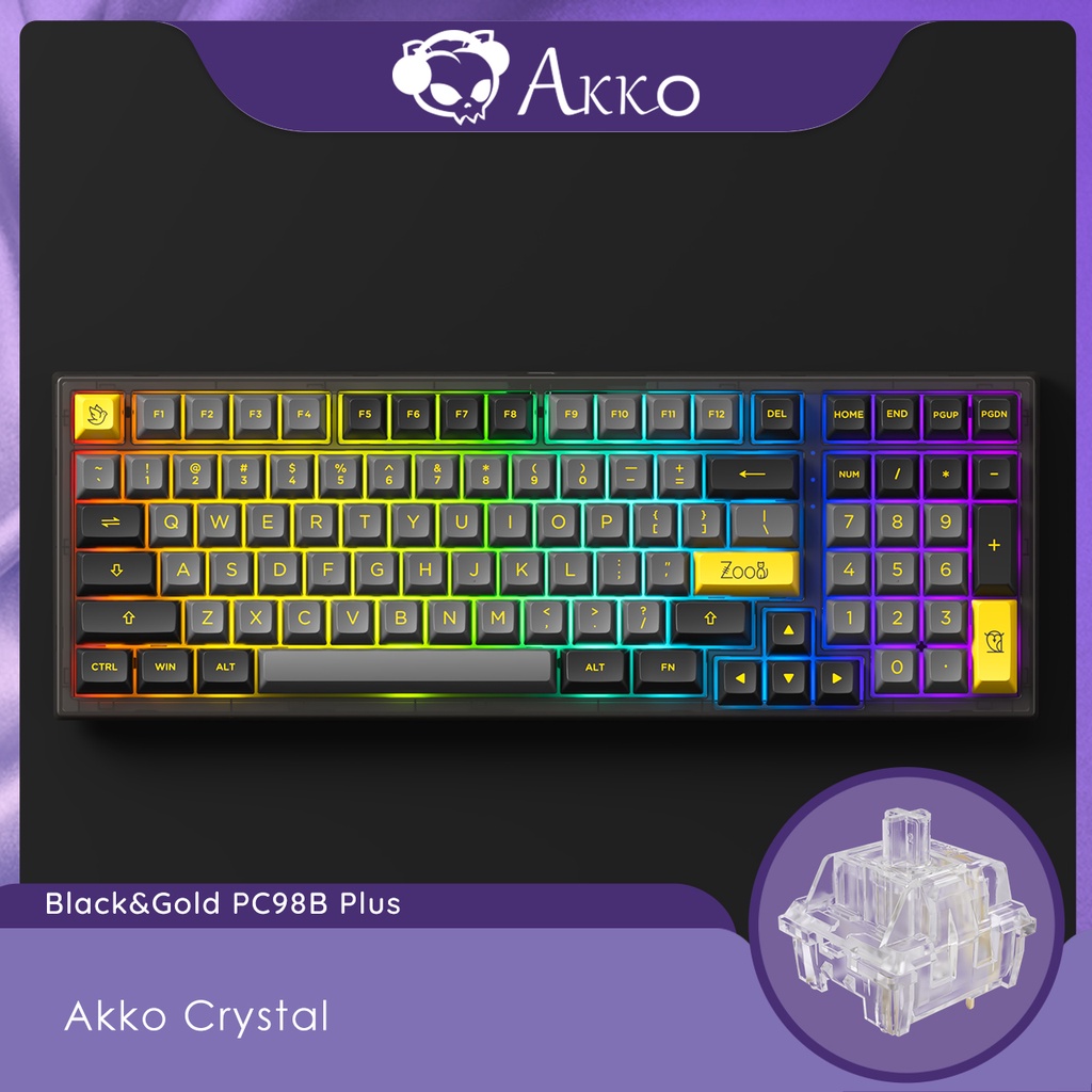 Akko PC98B Plus Black Gold/White Multi-modes Wired/Bluetooth 5.0/2.4G Wireless RGB Mechanical ...