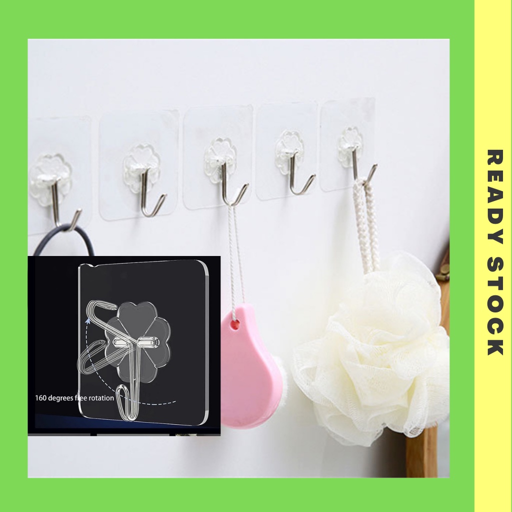 Transparent Wall Hook Reusable Strong Self Adhesive Hangers for Kitchen ...
