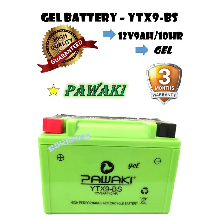 GEL Battery (PAWAKI) Motorcycle YTX9-BS YTX9 /SYM VTS200 / ER6/NINJA ...