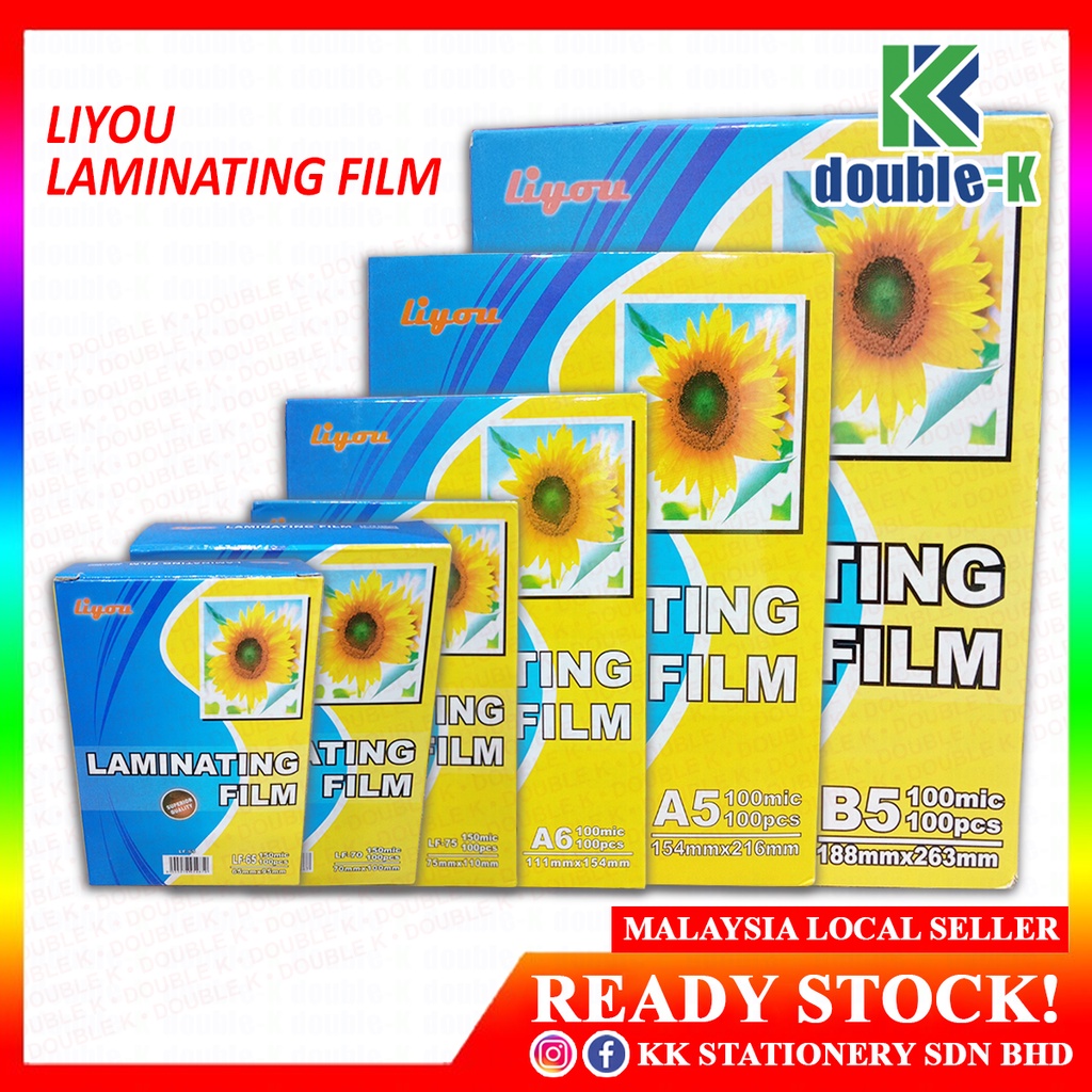 LIYOU Laminating Film 150/100 mic (65x95mm/70x100mm/A6/A5/B5) - RM7.10 ...