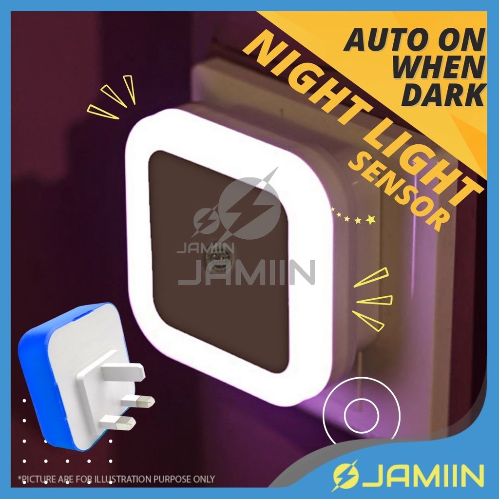 LED Light Lampu Tidur Night Lamp Lighthing Light Sensor 3 Pin Plug Mini ...