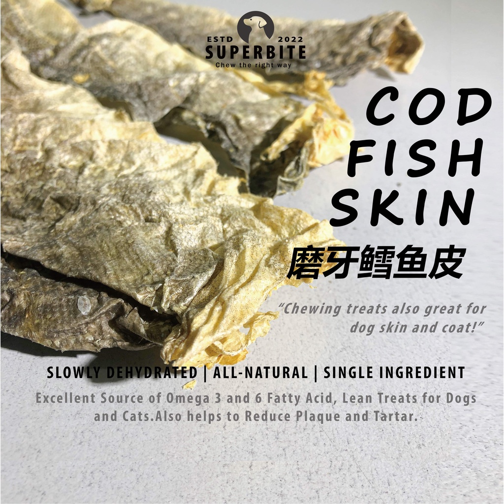 [SUPERBITE] Chewing COD FISH SKIN 磨牙鳕鱼皮 Natural Dog Bone Dog Dental ...