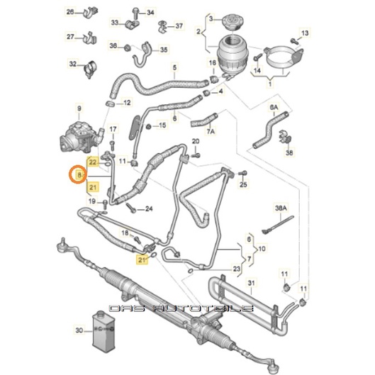 Genuine Audi A4 8K A5 8T B8 1.8T 2.0T Power Steering Pressure Expansion ...