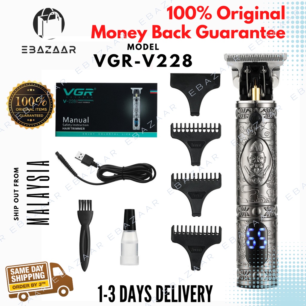 ORIGINAL VGR V-228 Steel Cordless Clipper Professional Hair Trimmer Rechargeable Hair Clipper ...