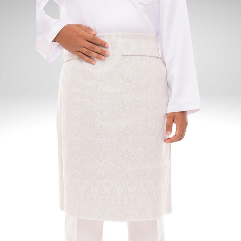 💥TERHAD💥 Sampin Nikah Songket Putih sulam silver (Samping Songket Bunga ...