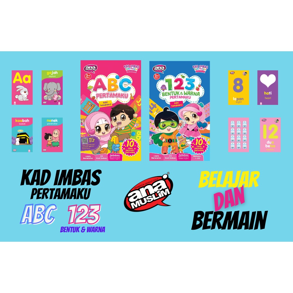 ANA MUSLIM: KAD IMBAS (FLASH CARD) Edisi Ke-2 Terbaharu - ABC, 123 Bentuk & Warna | Shopee Malaysia
