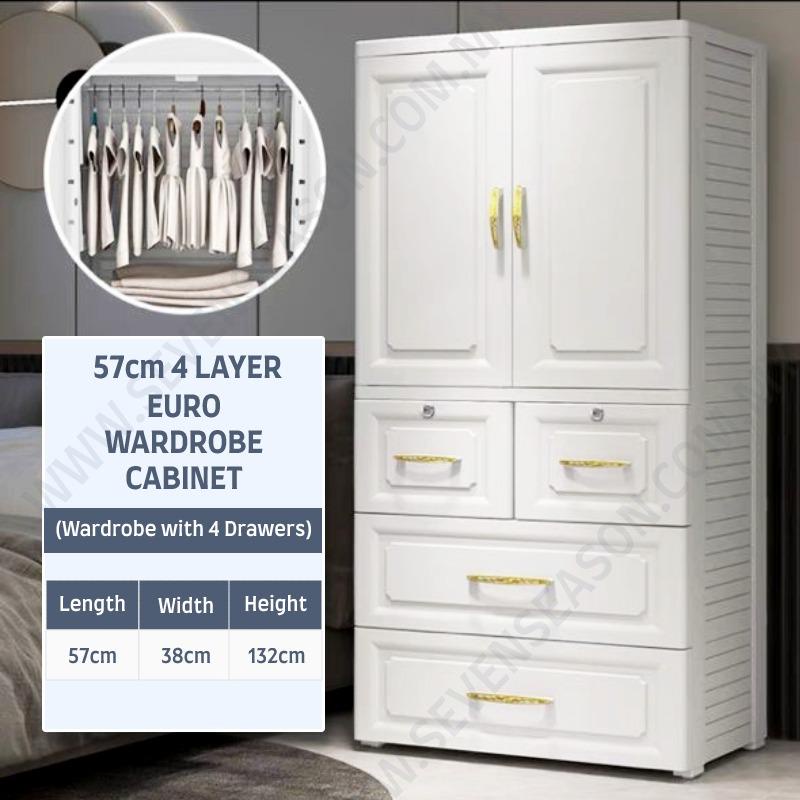 57/58cm European Style Wardrobe with Drawer Euro Cabinet Plastic Kids ...