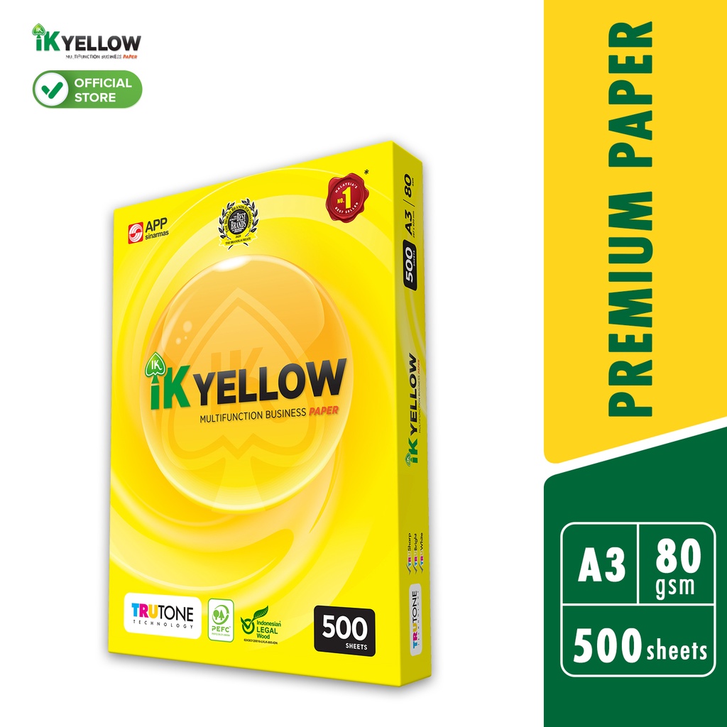 IK Yellow 500s 80gsm A3 Paper 1 Ream (500 sheets/ream) | Shopee Malaysia
