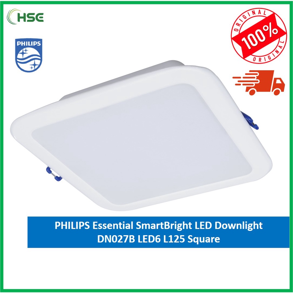 [3000K / 6500K] PHILIPS Downlight DN027B LED6 7W 600LM L125 SQUARE ...