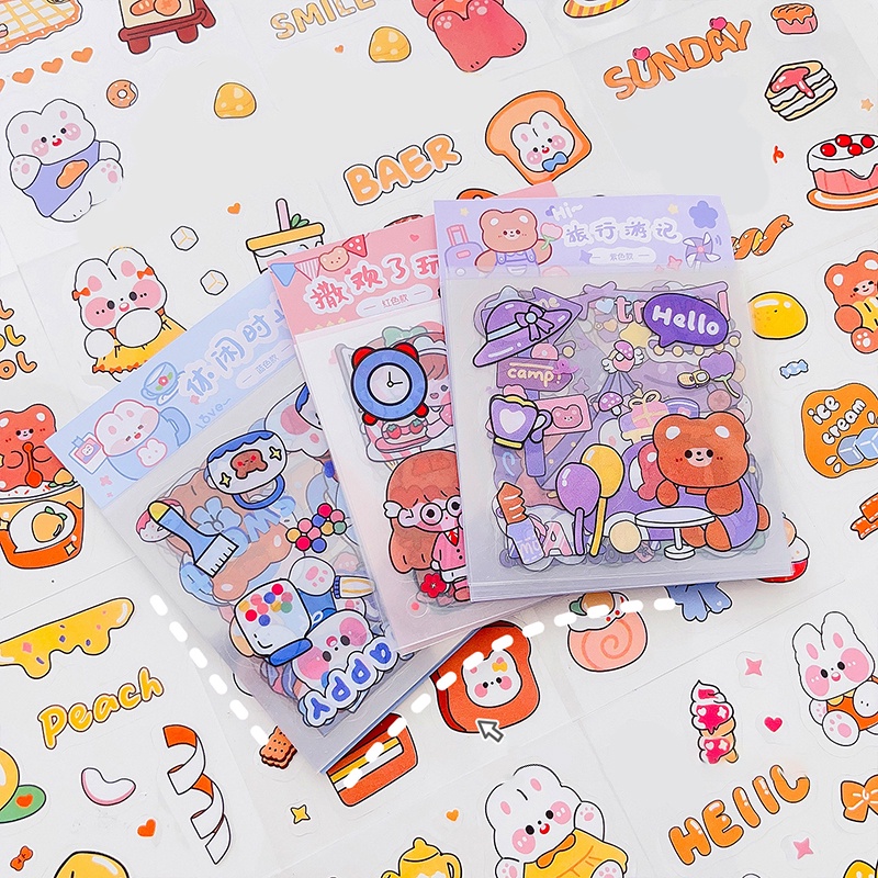 20 Sheets Lovely Cartoon Waterproof PVC Stickers Student Stationery ...