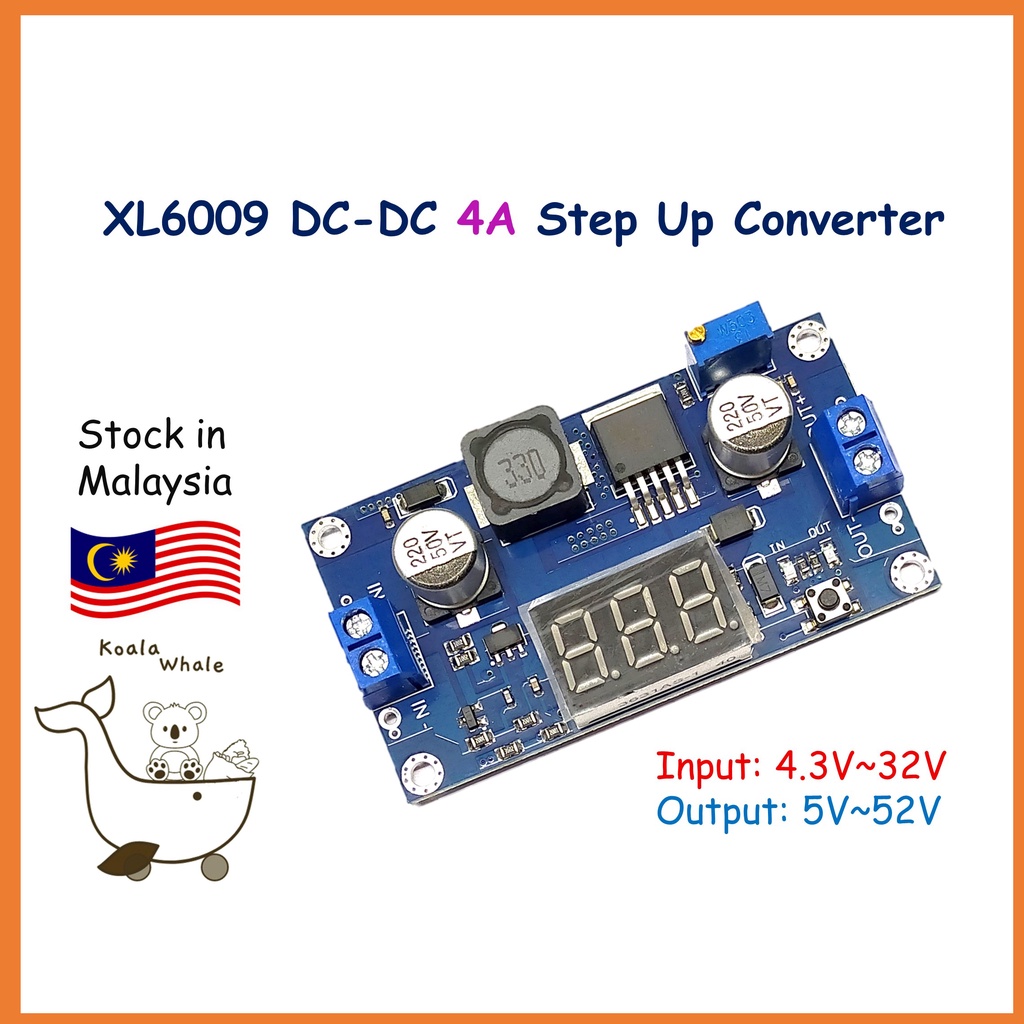 XL6009 DC-DC DC 4A Step Up Boost Converter Voltmeter Module Adjustable ...