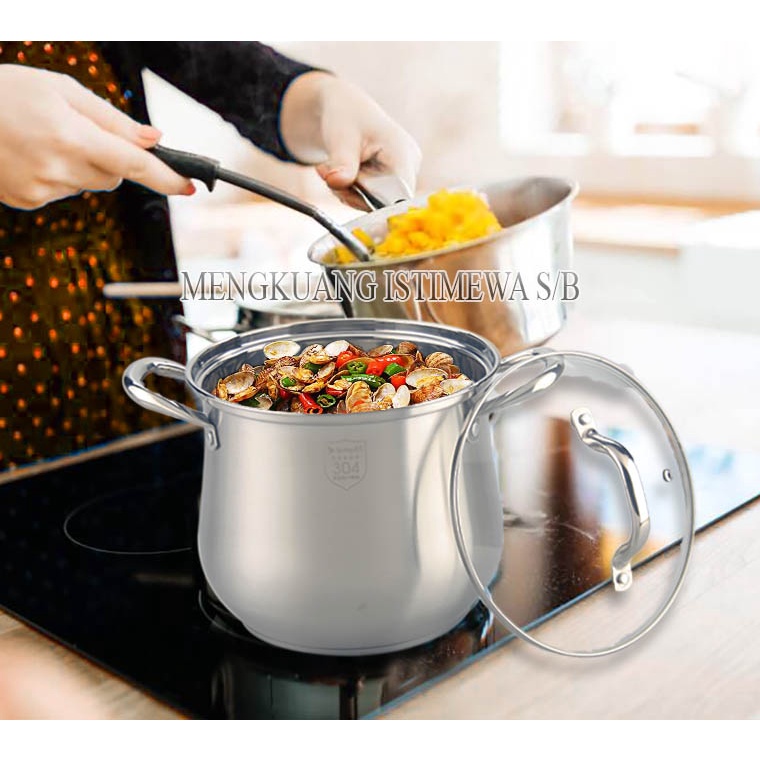 22 CM 304 SUS TOP GRADE THICK ALL COOK STOVES AND INDUCTION COOKING POT ...