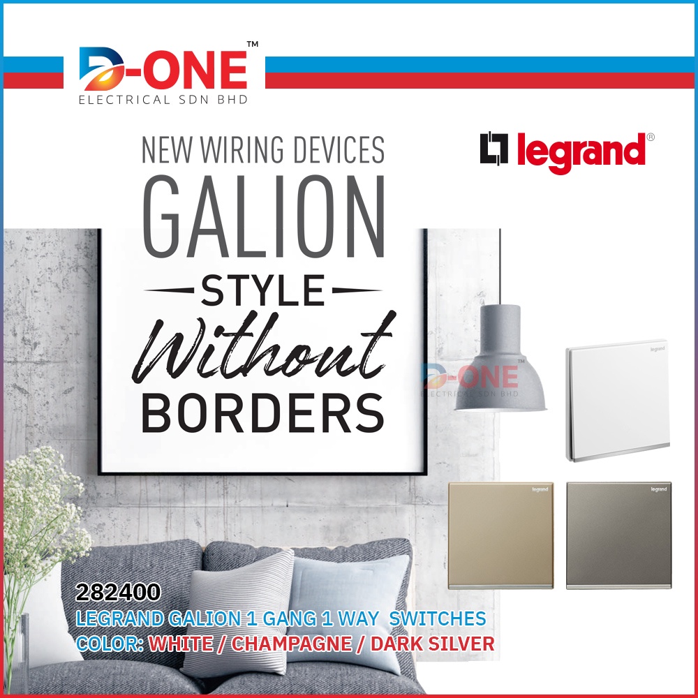 LEGRAND GALION 1GANG 1WAY SWITCH 282400 WHITE / CHAMPAGNE / DARK GREY ...