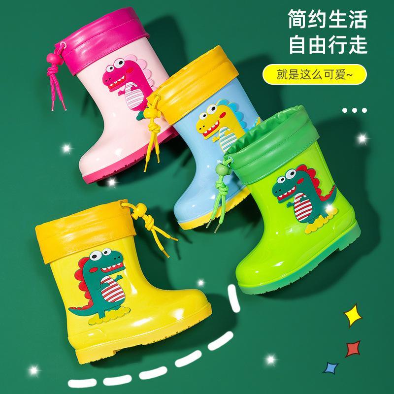 3-9Y Toddler Kids Children Dino Rain Boots (With Drawstring) Kasut ...