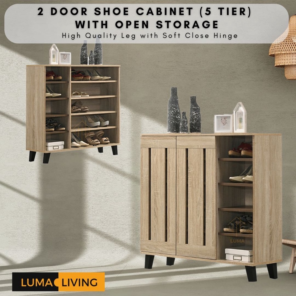 LUMA Living Shoes Cabinet 2 door with Open Storage Shoe Rack Storage ...