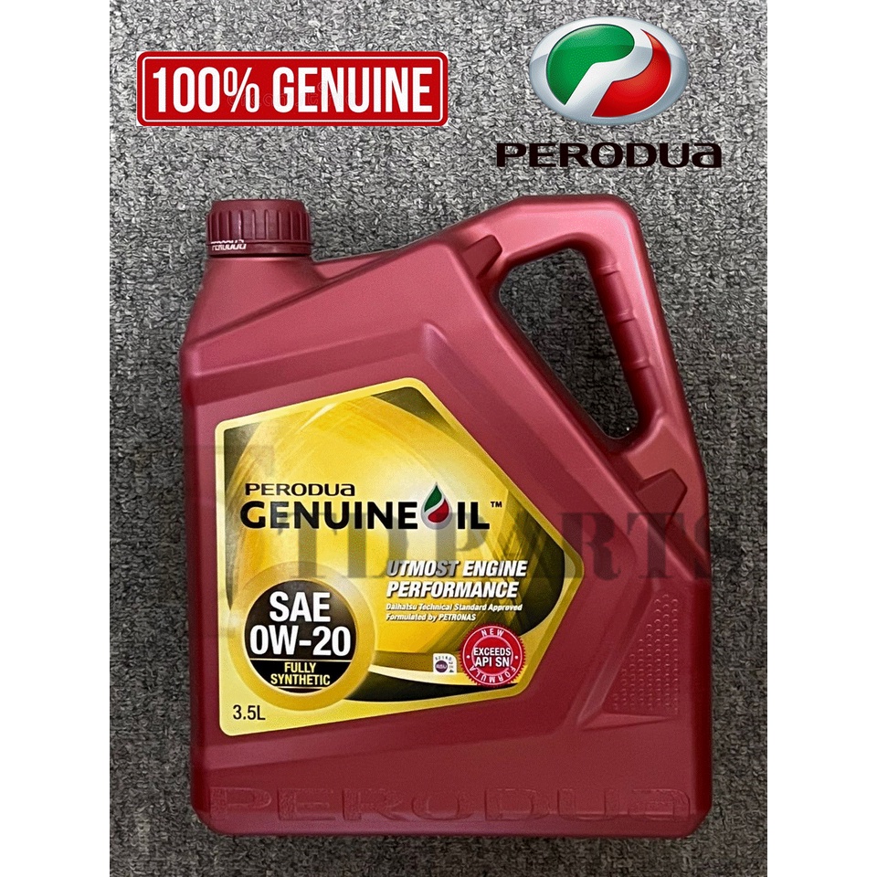 100% GENUINE PERODUA SAE 0W20 0W-20 ENGINE OIL FULLY SYNTHETIC 3.5L ...
