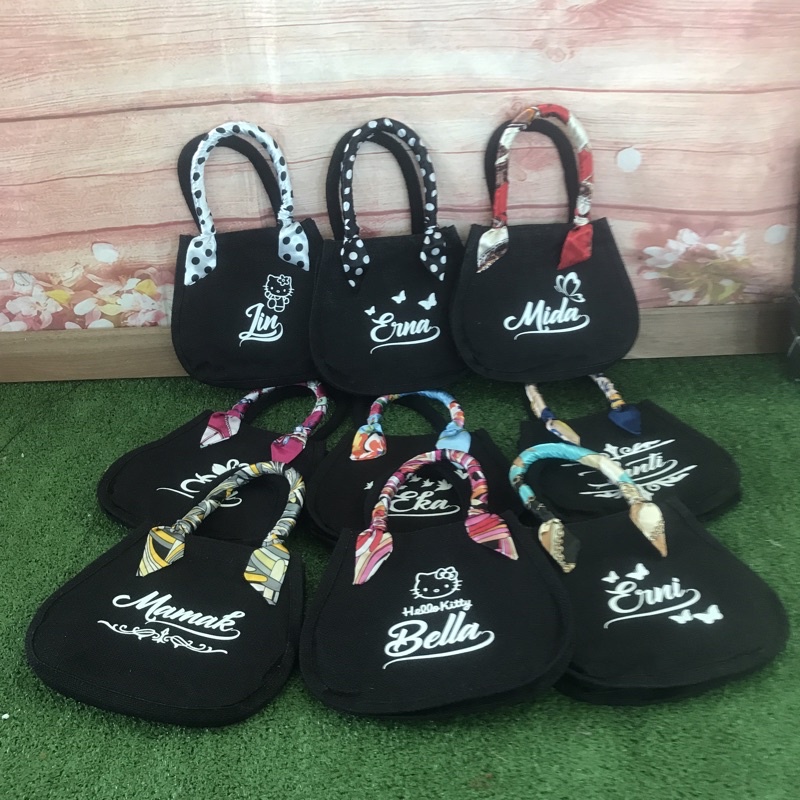 Beg Hadiah Hari Guru Harijadi Customized Name Bags Mini Round Jute Bag ...