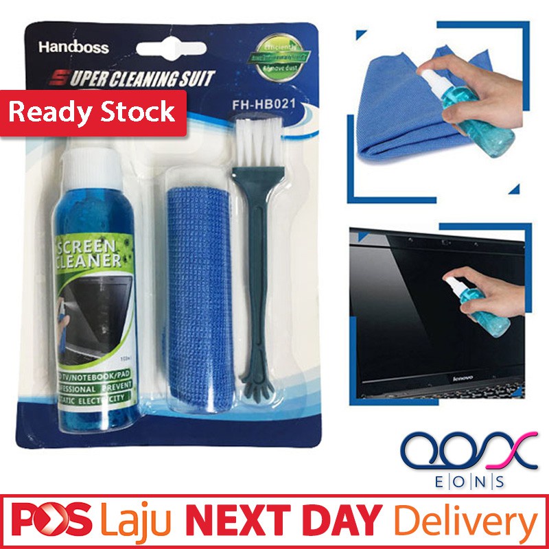 3 IN 1 Screen LCD Cleaning Brush + Micro Fiber Cloth + Cleaning Sprayer ...
