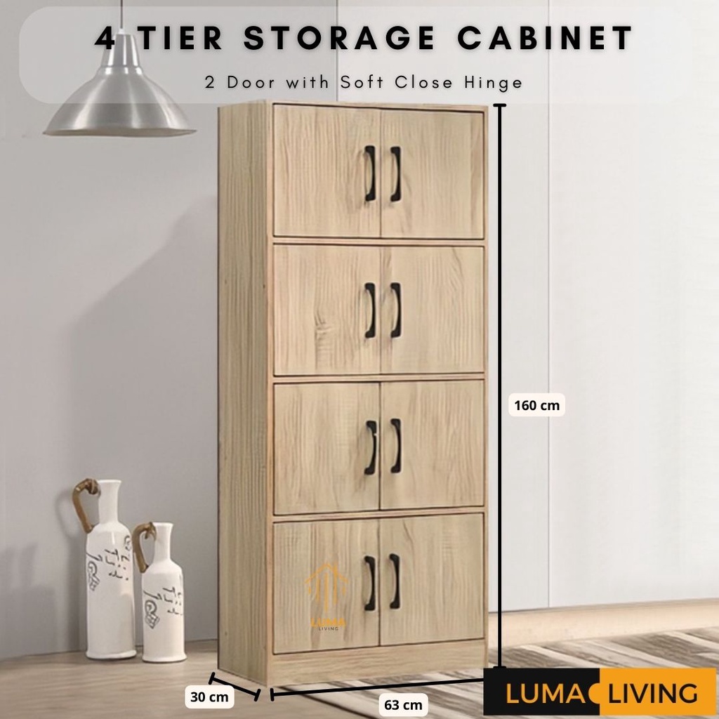 LUMA Living 5 Tier Storage Cabinet Almari Buku 10 Pintu File Cabinet 10 Doors Walnut Color 5 ...