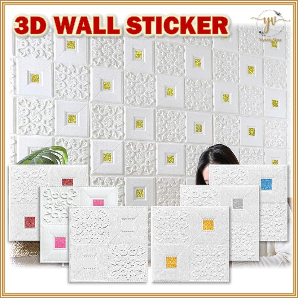 3D Foam Wall Sticker Ceiling Wallpaper Dinding Rumah Home Decoration ...