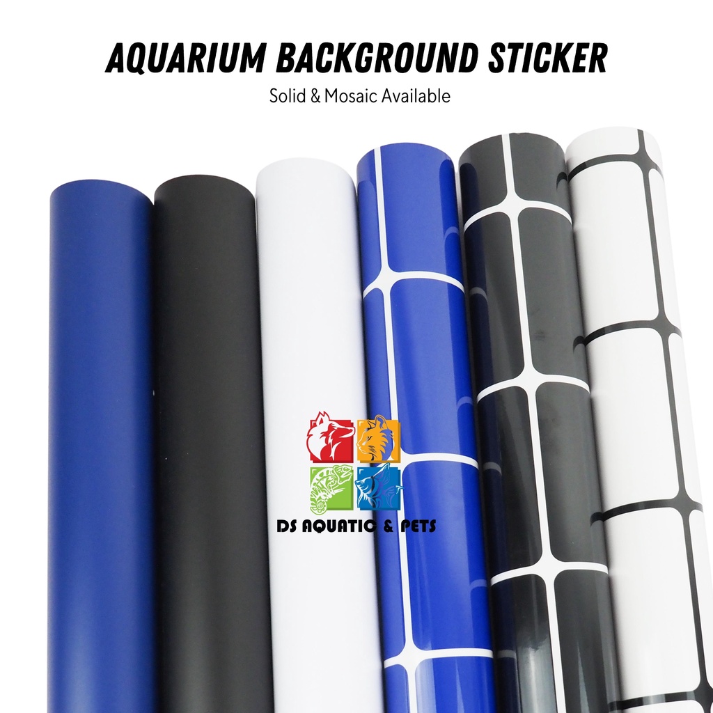 Premium Aquarium Background Sticker, Solid & Mosaic. White, Blue, Black ...