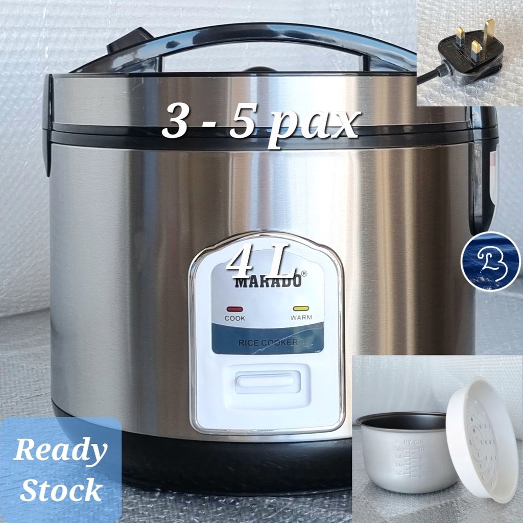 Electrical 4 L Stainless Steel Rice Cooker with Steamer Rack, Non-stick ...