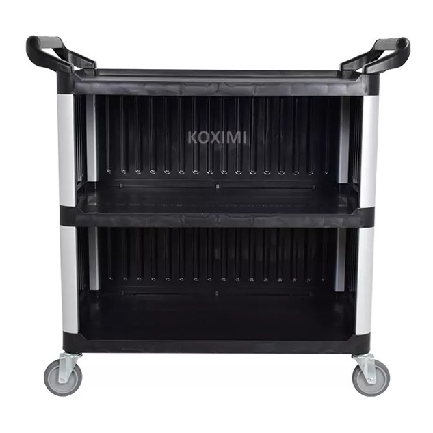 3-Shelves Serving Cart with Universal Wheels, Enclosed Design, 2 Sided ...