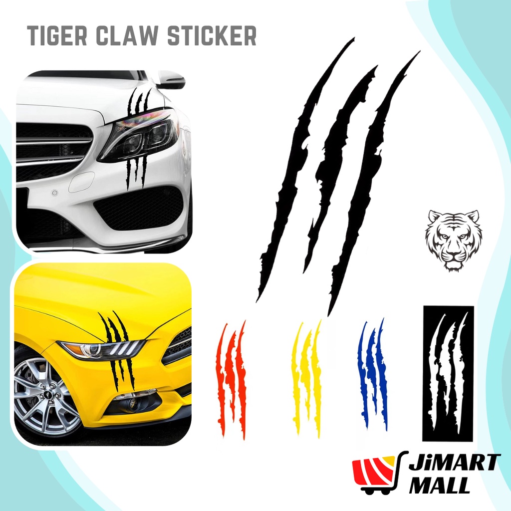 TIGER CLAW 3 LINE CAR BODY STICKER FILM Scratch Head Light Headlamp ...