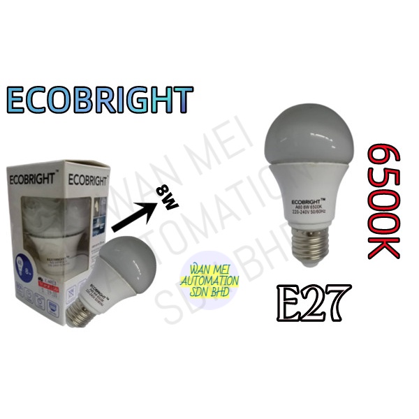 ECOBRIGHT 8W (A60) GLASS LED BULB (6500K) | Shopee Malaysia
