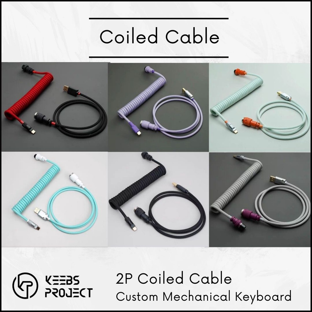 [Ready Stock] Premium Custom Coiled Cable GX16 | Black coiled cable for keyboard white coiled ...