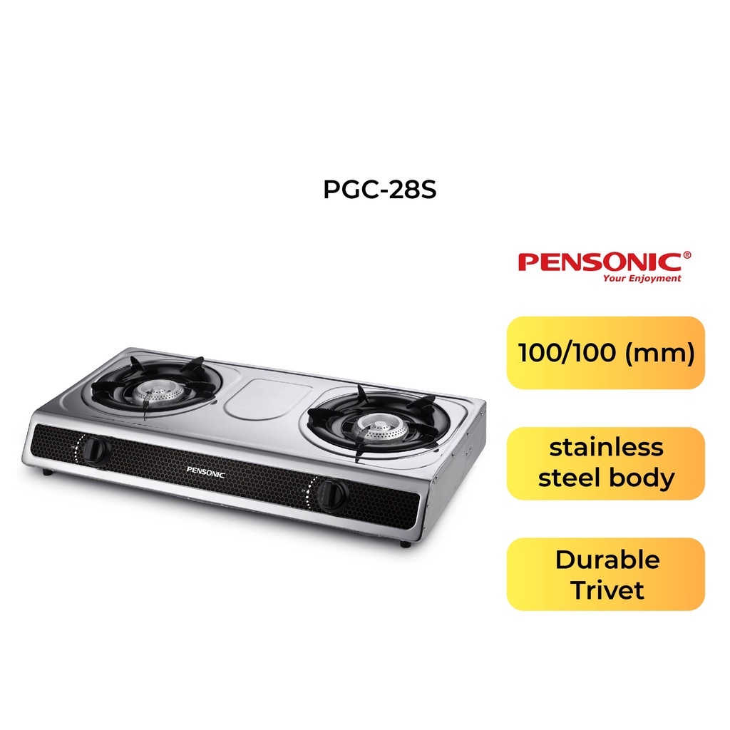 Pensonic 2 Burners Stainless Steel Gas Stove PGC-28S | Shopee Malaysia