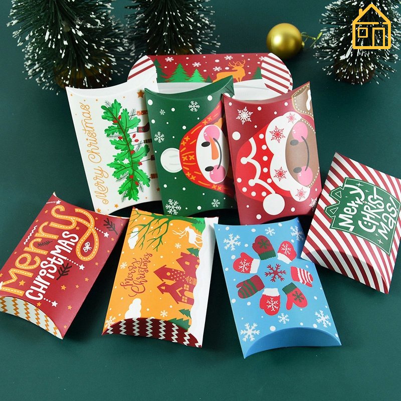 10Pcs Christmas Candy Packaging Box / Santa Claus Kraft Paper Bag ...