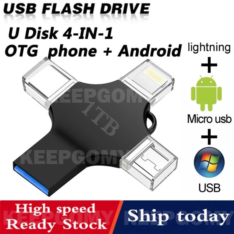 4 In 1 OTG USB Flash Drive 1TB Pendrive 512GB Type-C USB Stick 256 ...